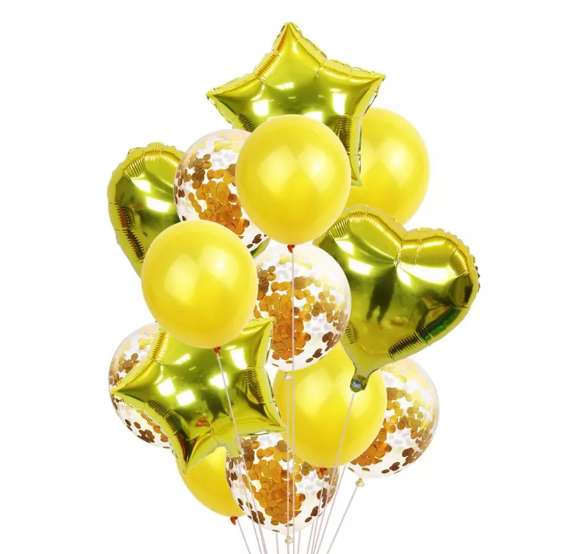 Kit de 14 Globos - Oro - LUCKY BALLOONS – Lucky Balloons Mexico